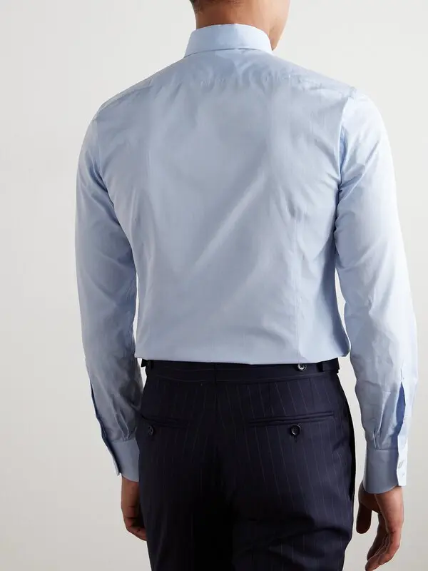 TOM FORD Slim-fit Cotton-poplin Shirt - Blue