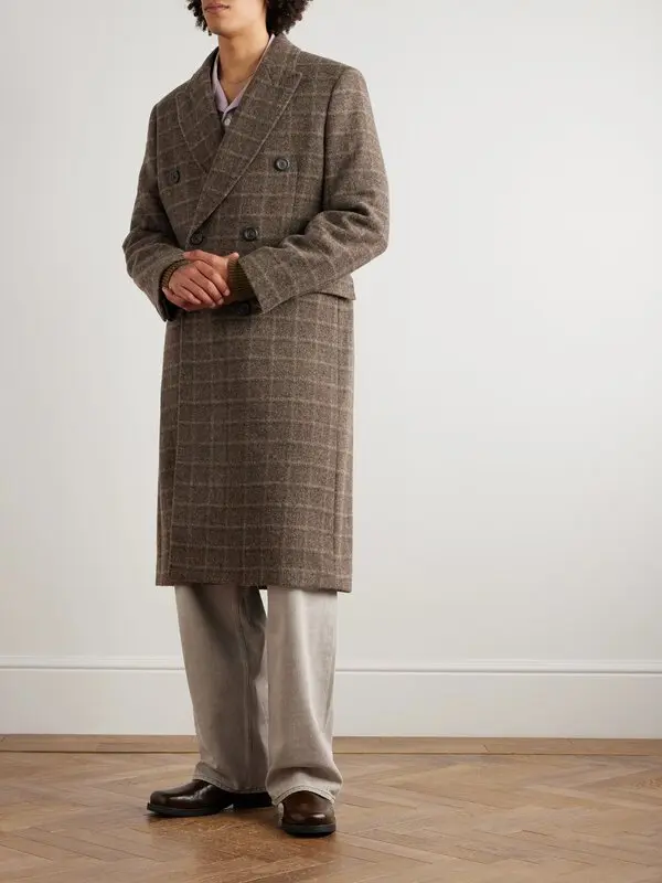 Our Legacy Double-breasted Checked Boiled-wool Coat - Brown