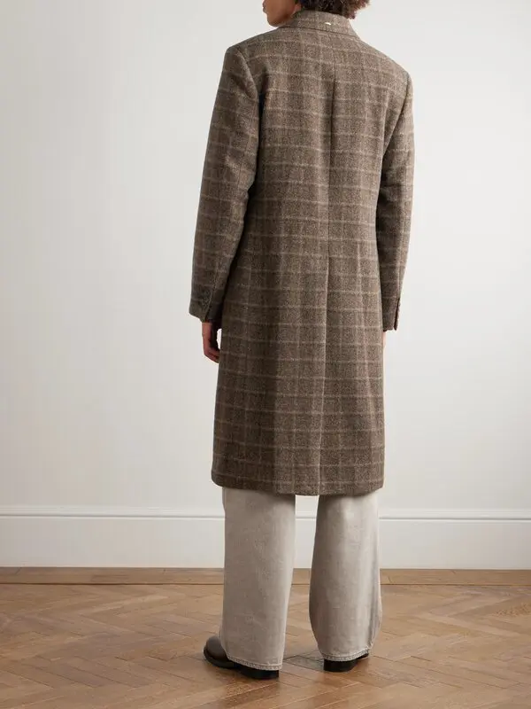 Our Legacy Double-breasted Checked Boiled-wool Coat - Brown