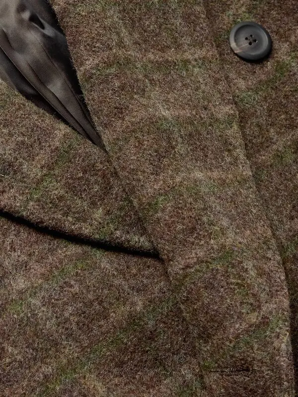 Our Legacy Double-breasted Checked Boiled-wool Coat - Brown
