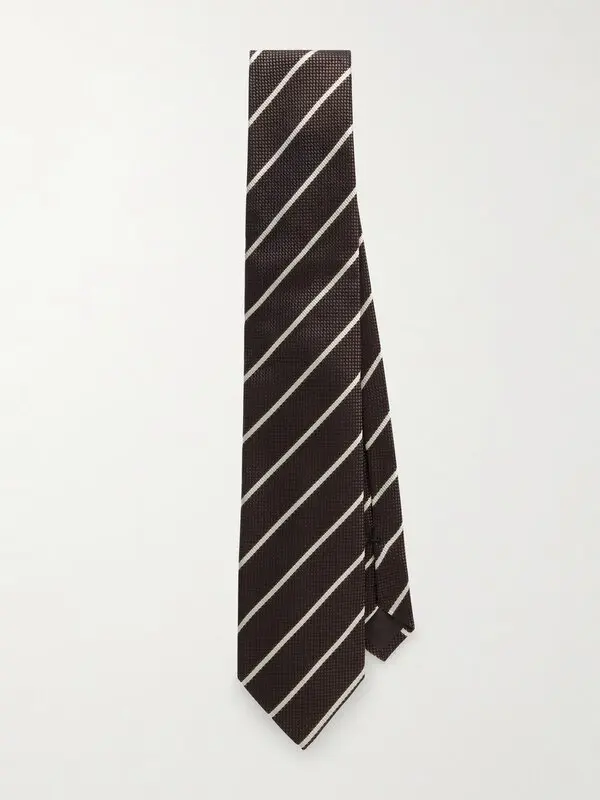 TOM FORD 8cm Striped Silk-jacquard Tie - Brown