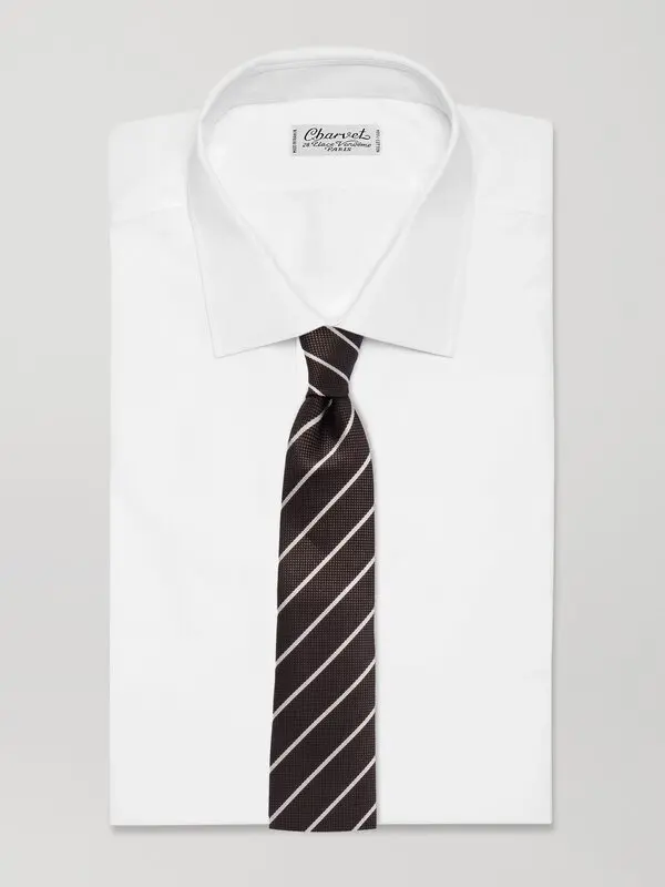 TOM FORD 8cm Striped Silk-jacquard Tie - Brown