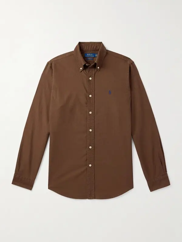 Polo Ralph Lauren Button-down Collar Logo-embroidered Cotton Oxford Shirt - Brown