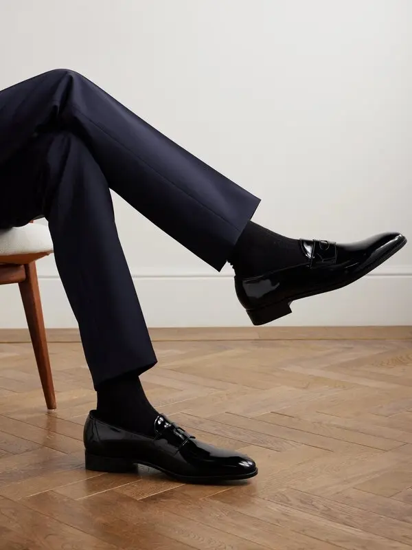 John Lobb Jamie Patent-Leather Penny Loafers In Black - 40  display picture 3