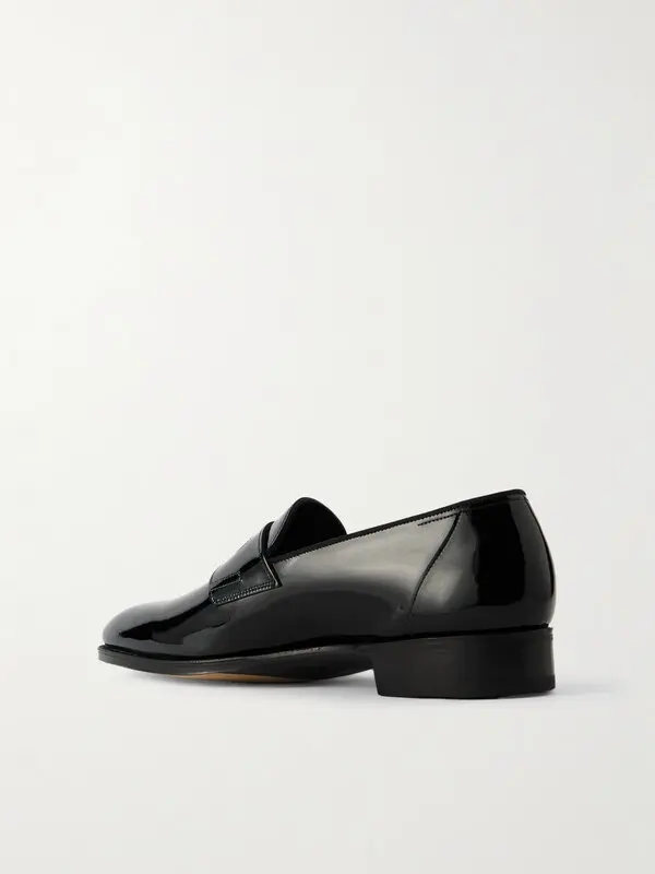 Brand New JCBaby Imported Black Patent Leather Penny Loafers  (Size 46) John Lobb Jamie Patent-Leather Penny Loafers In Black - 40  main image 4