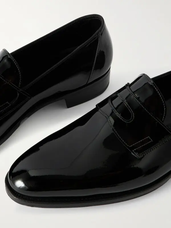 John Lobb Jamie Patent-Leather Penny Loafers In Black - 40 