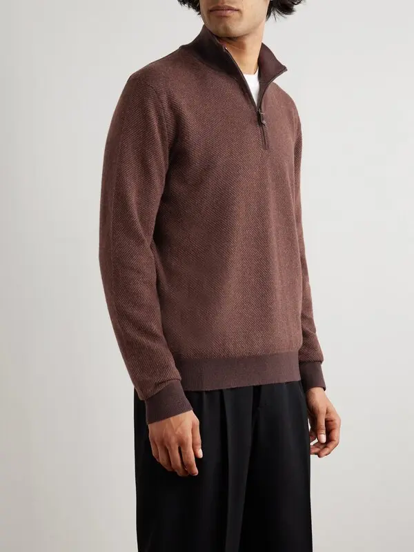 Loro Piana Roadster Cashmere Half-zip Sweater - Brown