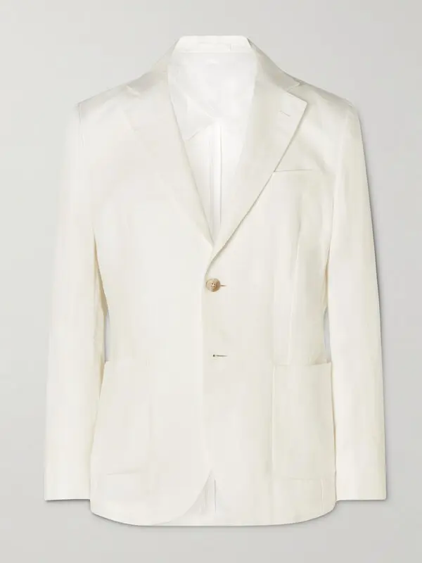 Frescobol Carioca Paulo Unstructured Linen Suit Jacket - White
