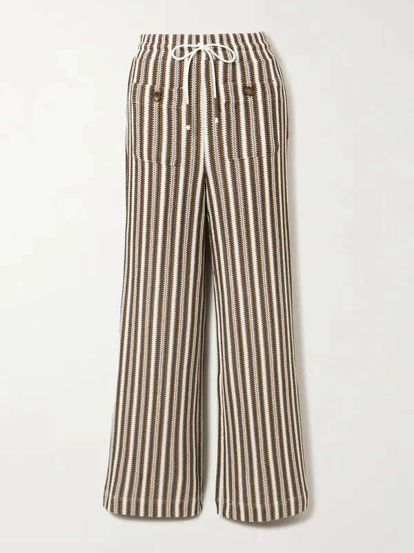 Veronica Beard Zosia Striped Knit Wide-leg Pants