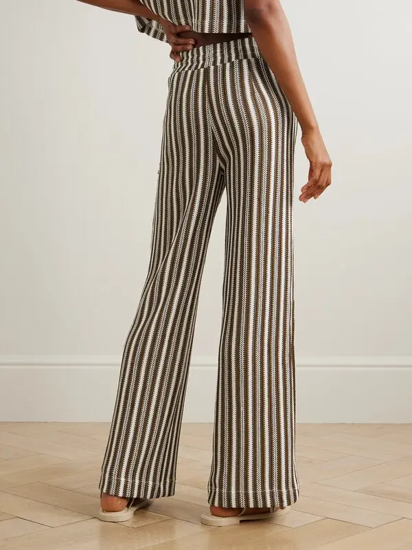 Veronica Beard Zosia Striped Knit Wide-leg Pants