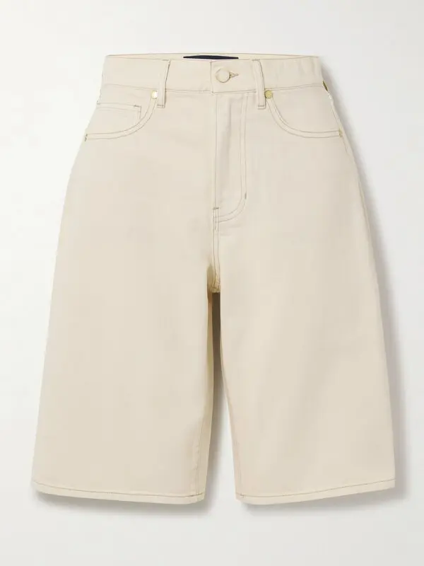 Veronica Beard Charlotte Denim Bermuda Shorts - Neutrals
