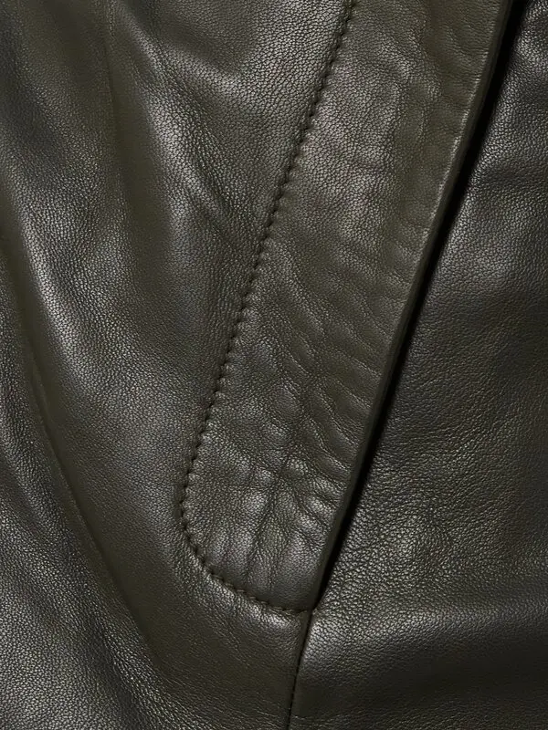 ST. AGNI Leather Tapered Pants - Green