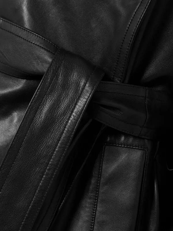 RÓHE Belted Double-breasted Leather Jacket