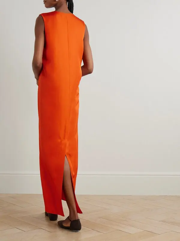 rohe orange dress Rohe V Neck Silk Dress in Orange