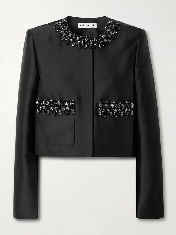 SELF-PORTRAIT Crystal-embellished Taffeta Jacket