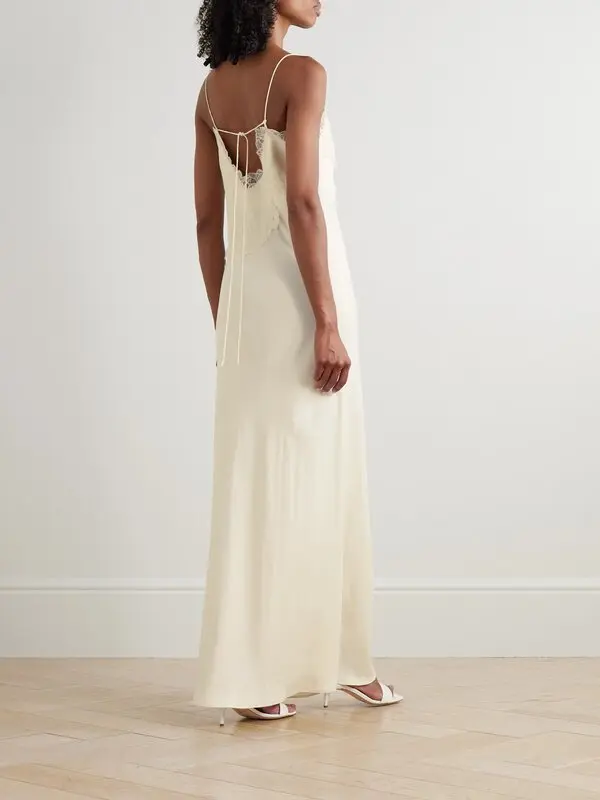 chinese dress ladies Milano Cream Satin Bardot Maxi Dress With Detachable Skirt – Club L London main image 1