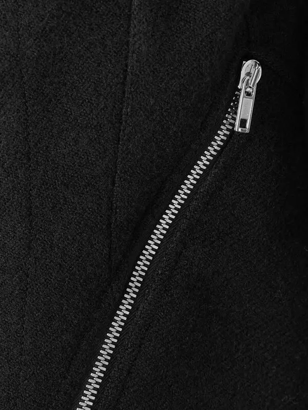 Rick Owens Satin-trimmed Boiled-wool Turtleneck Jacket