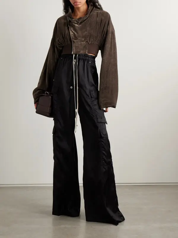 Rick Owens Cropped Gathered Velvet Jacket