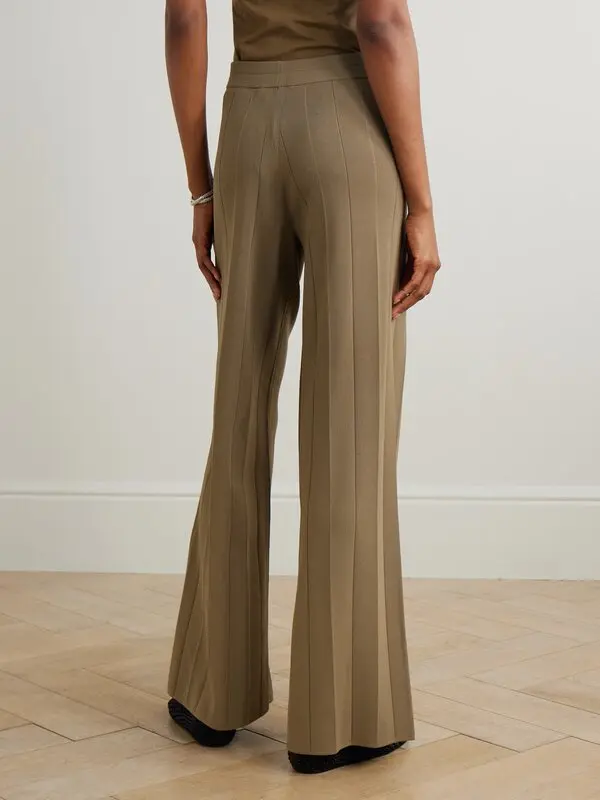 Max Mara Lama Ribbed Jersey Wide-leg Pants - Brown
