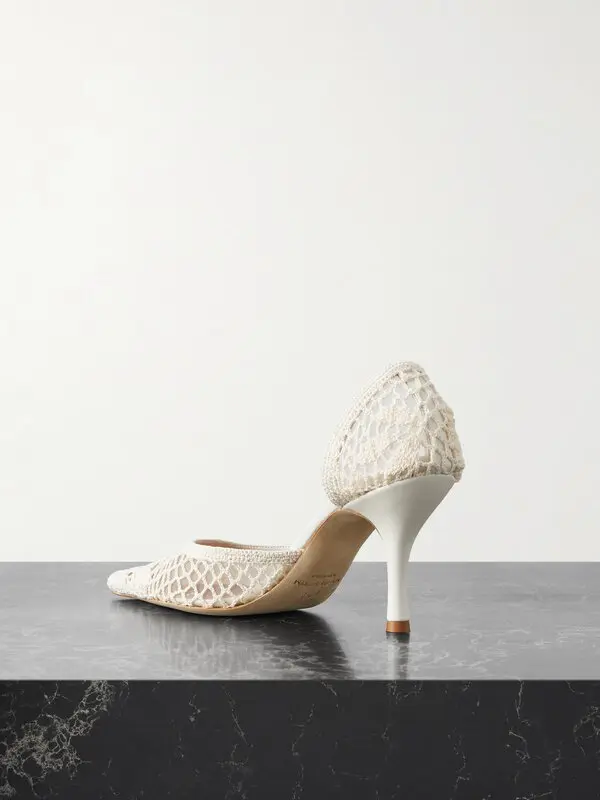 Magda Butrym Leather-trimmed Crocheted Mesh D'orsay Pumps