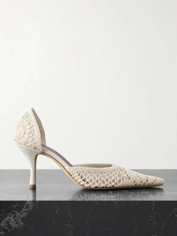 Magda Butrym Leather-trimmed Crocheted Mesh D'orsay Pumps