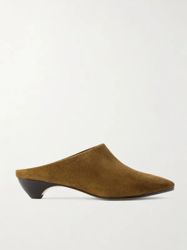 Le Monde Beryl Allegra Suede Mules With Stacked Heel