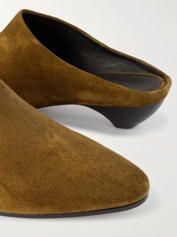 Le Monde Beryl Allegra Suede Mules With Stacked Heel