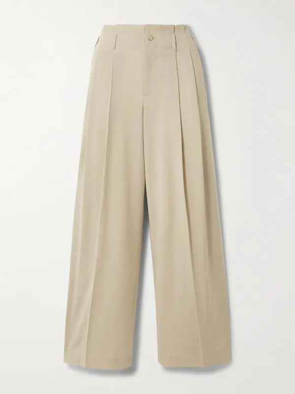 KALLMEYER Percie Pleated Wool-blend Pants - Neutrals