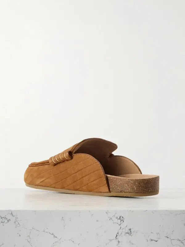 JW Anderson Stitch Ribbed Nubuck Mules - Brown