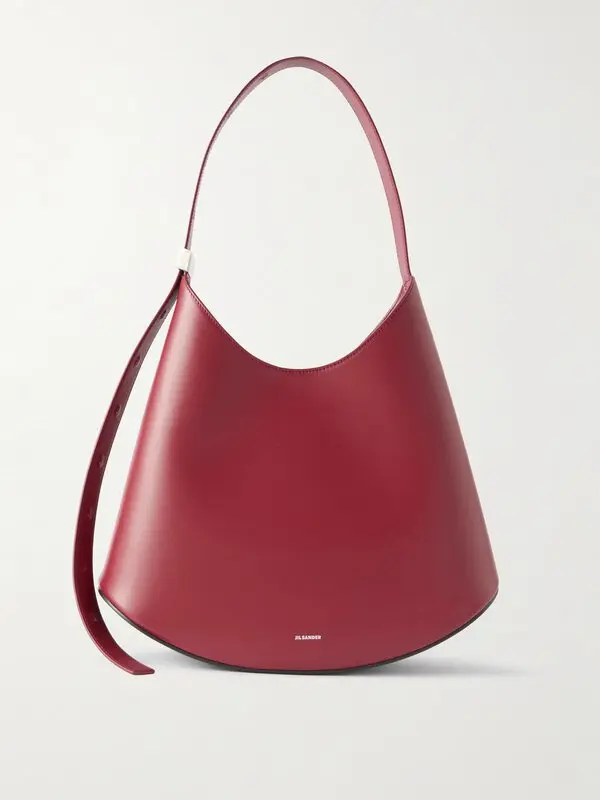 JIL SANDER Small Embellished Leather Shoulder Bag - Red