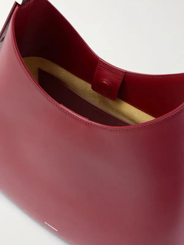 JIL SANDER Small Embellished Leather Shoulder Bag - Red