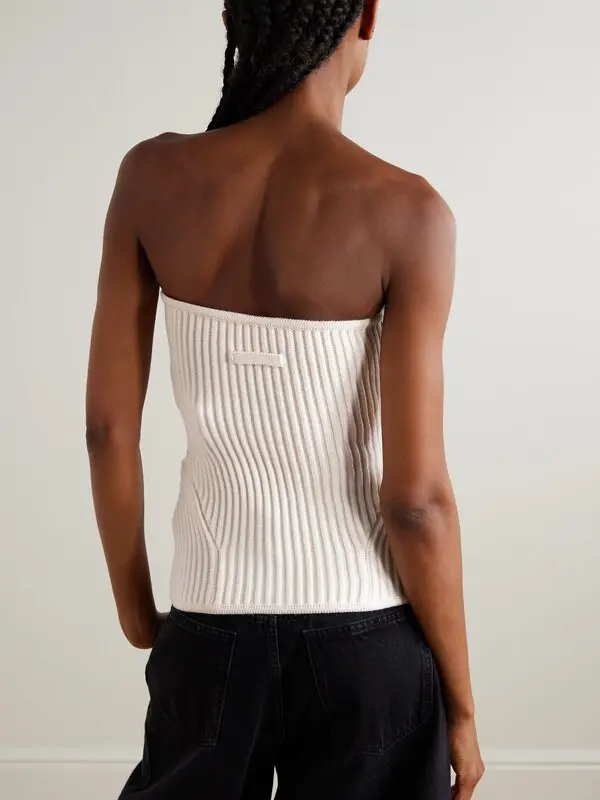 JEAN PAUL GAULTIER Paneled Ribbed Wool-blend Bustier Top