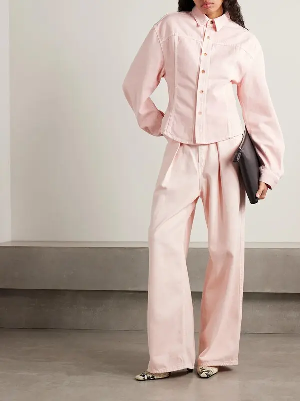 HAIKURE Candy Pleated Boyfriend Jeans - Pink