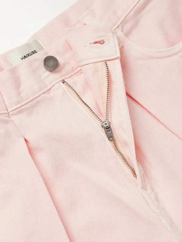 HAIKURE Candy Pleated Boyfriend Jeans - Pink