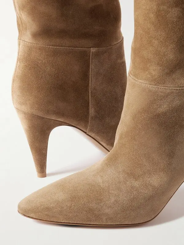 GIANVITO ROSSI Elise 85 Suede Boots - Neutrals