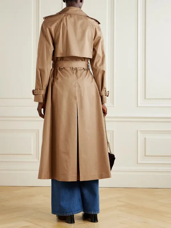 Chloé Double-breasted Leather-trimmed Cotton-gabardine Trench Coat