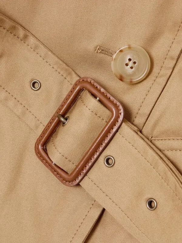 Chloé Double-breasted Leather-trimmed Cotton-gabardine Trench Coat