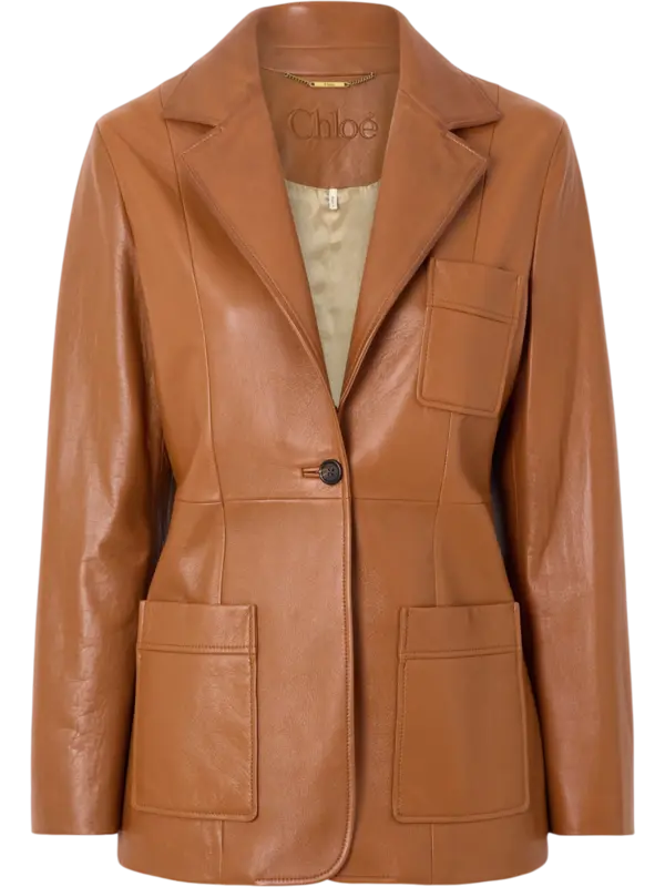 Chloé Paneled Leather Jacket - Brown