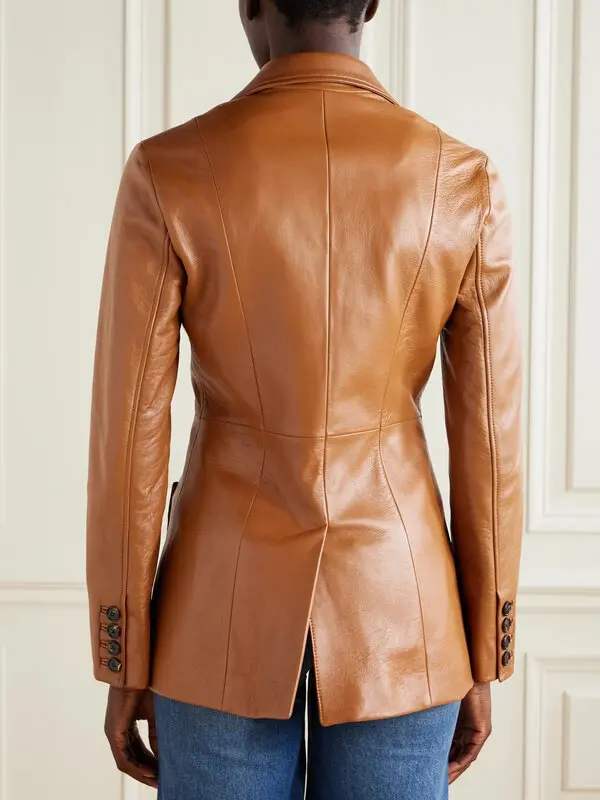 Chloé Paneled Leather Jacket - Brown