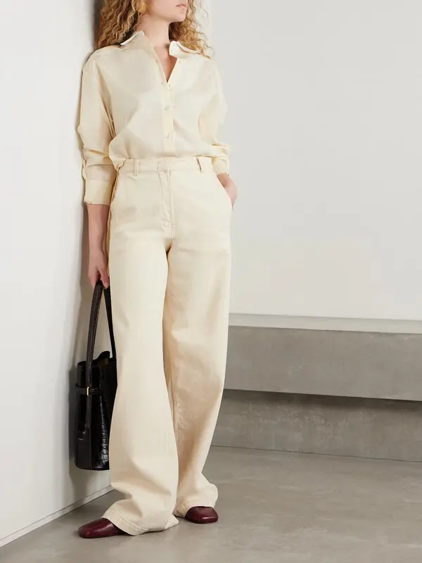 Another Tomorrow Organic High-rise Wide-leg Jeans - Neutrals