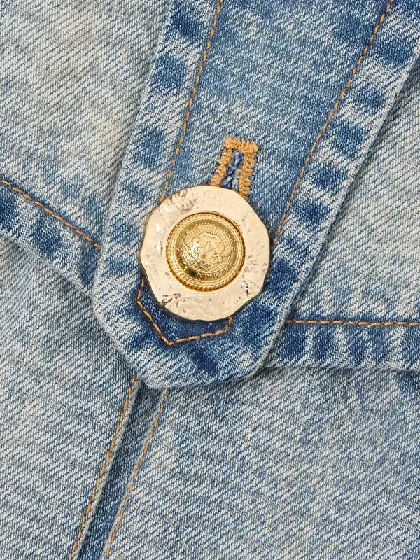 Balmain Belted Denim Mini Skirt