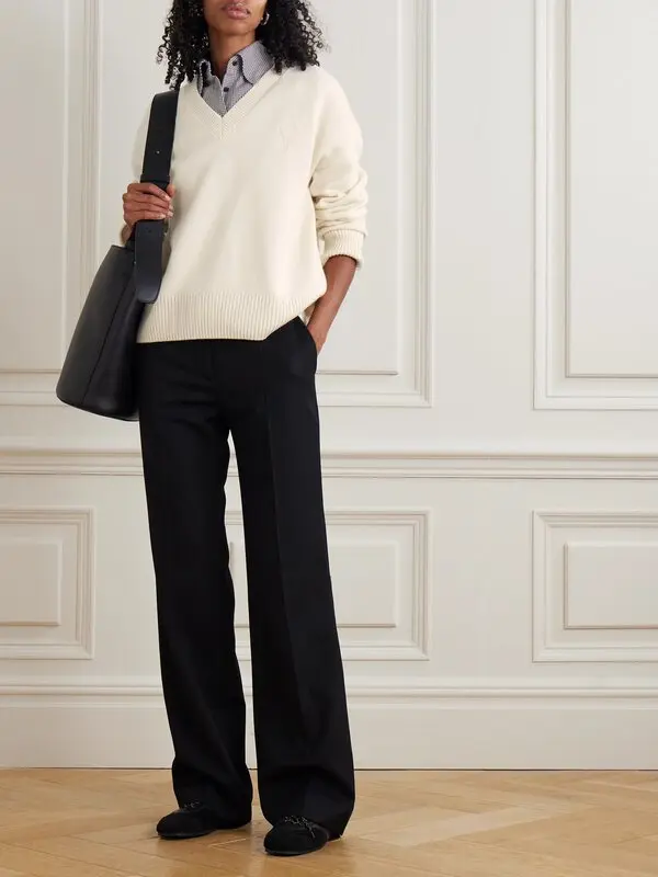AMI Paris Oversized Embroidered Wool And Cashmere-blend Sweater