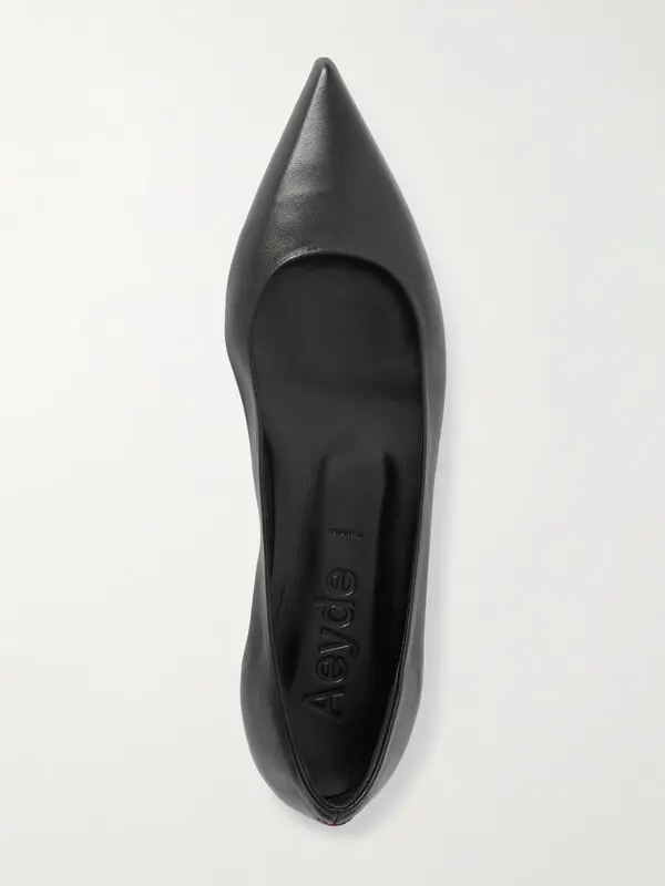 AeydĒ Cassy Leather Point-toe Flats - Black
