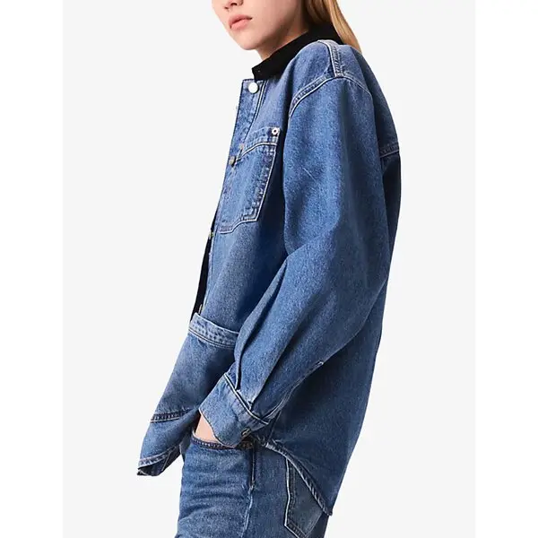 Maje Cord-collar Relaxed-fit Denim Jacket