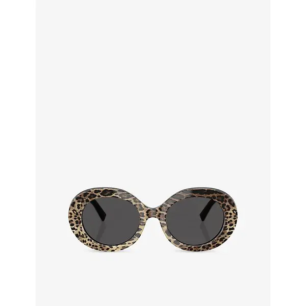 Dolce & Gabbana Dg4448 Leopard-print Sunglasses - Black