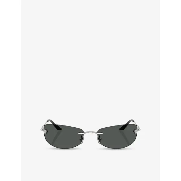 Versace Ve2279 Rectangular Metal Sunglasses - Silver