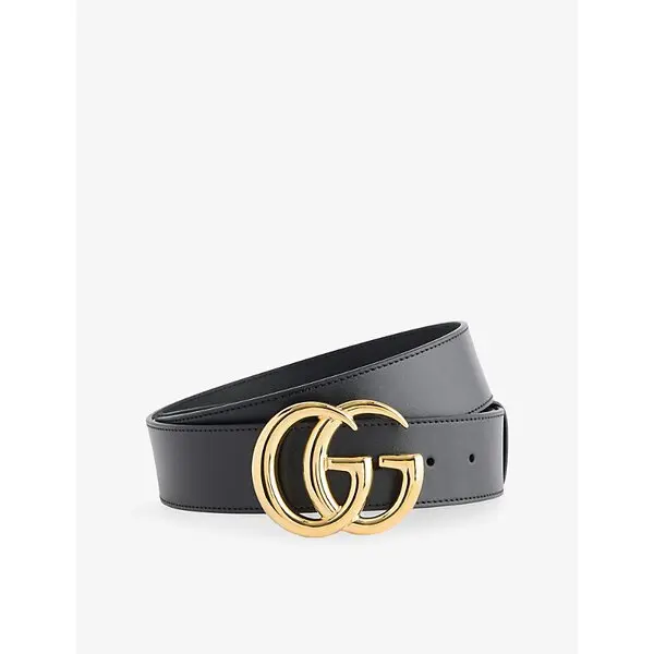 Gucci Double G Leather Belt - Black