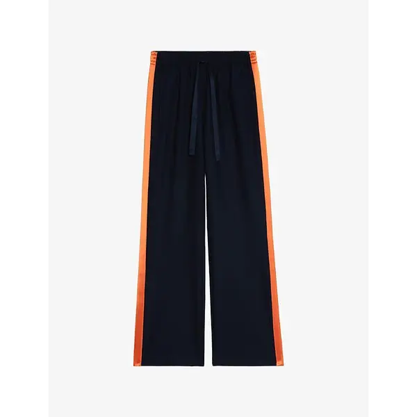 Zadig&Voltaire Satin-stripe Straight-leg Stretch-woven Trousers - Encre