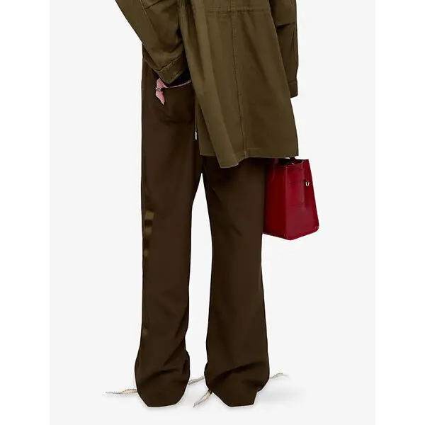 Zadig&Voltaire Satin-stripe Straight-leg Trousers - Moss