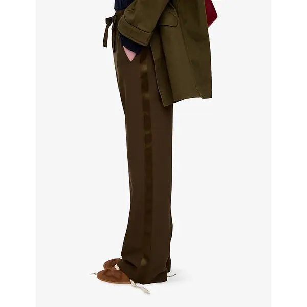 Zadig&Voltaire Satin-stripe Straight-leg Trousers - Moss